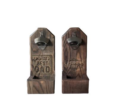 China Wood Handle Beer Bottle Opener Ideal Groomsmen Gift with Personalized Logo Printing for sale