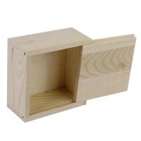 China Wooden Gift Box Craft Storage Box with Sliding Lid Custom Order Accepted 8.4x8.4x4.1cm for sale