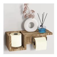 China White Wooden Bathroom Wall Mount Toilet Paper Holder Stand with Flushable Storage Shel for sale