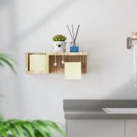 China White Wooden Bathroom Wall Mount Toilet Paper Holder Stand with Flushable Storage Shel for sale