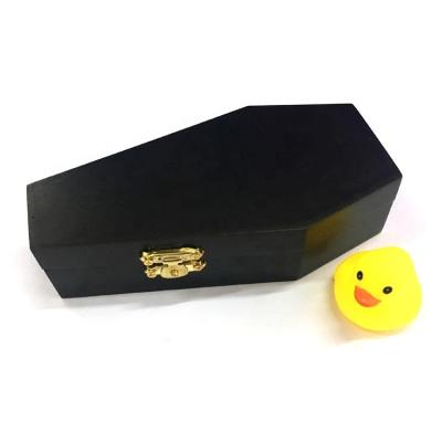 China Unfinished Wood Coffin Box for Customized Plain Black Gift and Cosmetics Packaging for sale