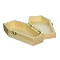 China Unfinished Wood Coffin Box for Customized Plain Black Gift and Cosmetics Packaging for sale