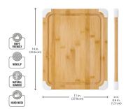 China 11x14 Inch Bamboo Cutting Board with Juice Groove and White Corner Protection Varnished for sale