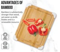 China 11x14 Inch Bamboo Cutting Board with Juice Groove and White Corner Protection Varnished for sale