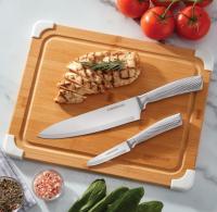 China 11x14 Inch Bamboo Cutting Board with Juice Groove and White Corner Protection Varnished for sale