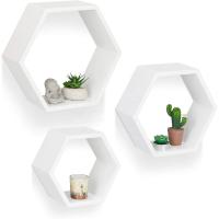 China Wall Mounted Type Custom Wooden Hexagon Floating Shelves for Children's Room Decoration for sale