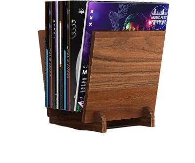 China Solid Walnut Wood Vinyl Record Holder Flip Display for Multifunctional Design Storage for sale