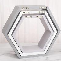 China Wall Mounted Type Custom Wooden Hexagon Floating Shelves for Children's Room Decoration for sale