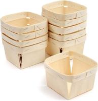 China Silk-Screen Printed 5.75-Inch Square Vented Wooden Berry Baskets for Fruit Picking for sale