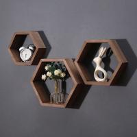 China Geometric Hexagon Shape Wood Wall Shelves for Modern Simple Style Office Organizer for sale