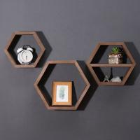 China Geometric Hexagon Shape Wood Wall Shelves for Modern Simple Style Office Organizer for sale