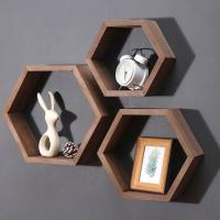 China Geometric Hexagon Shape Wood Wall Shelves for Modern Simple Style Office Organizer for sale