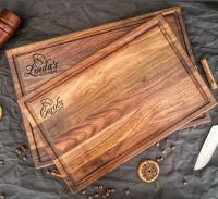 China Customized Logo Acceptable 1.75 Thick Large Walnut Cutting Board with Juice Groove for sale
