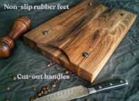 China Customized Logo Acceptable 1.75 Thick Large Walnut Cutting Board with Juice Groove for sale