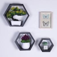 China Excellent Wood Hexagon Floating Shelf Set for Home Bathroom Living Room and More for sale
