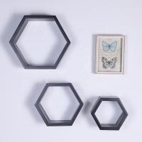 China Excellent Wood Hexagon Floating Shelf Set for Home Bathroom Living Room and More for sale