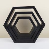 China Excellent Wood Hexagon Floating Shelf Set for Home Bathroom Living Room and More for sale