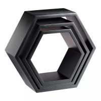 China Excellent Wood Hexagon Floating Shelf Set for Home Bathroom Living Room and More for sale