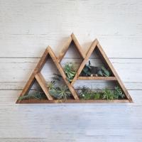 China Natural Wood Mountain Shelf Multilayer Wall Mounted Floating Display Shelves 26.75x16x3.5 Inches for sale
