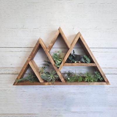China Natural Wood Mountain Shelf Multilayer Wall Mounted Floating Display Shelves 26.75x16x3.5 Inches for sale