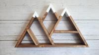 China Natural Wood Mountain Shelf Multilayer Wall Mounted Floating Display Shelves 26.75x16x3.5 Inches for sale