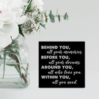 China American Style Wooden Box Sign Decor Graduation Quote Positive Behind You All Your Memories for sale