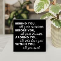 China American Style Wooden Box Sign Decor Graduation Quote Positive Behind You All Your Memories for sale