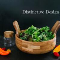 China Complete Your Party Bamboo Salad Bowl Set with Serving Utensils and Dressing Jar for sale