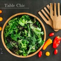 China Complete Your Party Bamboo Salad Bowl Set with Serving Utensils and Dressing Jar for sale