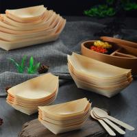 China Wooden Sushi Serving Boat 9 Inch Modern Simple Disposable Pine Birch Bamboo for sale
