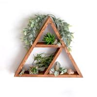 China Living Room Furniture Custom Handmade Wood Wall Mounted Floating Triangular Shelf 16