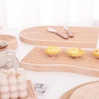 China Wave Shape Wooden Tray Breakfast Serving Tray for Kitchen 40.5x18.5x2cm Customized Logo for sale