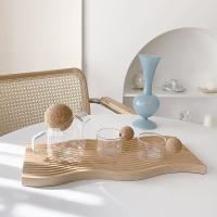 China Wave Shape Wooden Tray Breakfast Serving Tray for Kitchen 40.5x18.5x2cm Customized Logo for sale