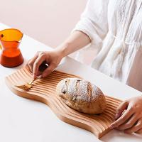 China Wave Shape Wooden Tray Breakfast Serving Tray for Kitchen 40.5x18.5x2cm Customized Logo for sale
