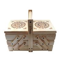 China 3 Tier Foldable Cantilever Sewing Storage Box with Handle 38x23.5x30cm Burned Finish for sale