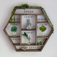 China Home Decoration Solid Wood Hexagon Wall Mounted Floating Shelf Wooden Storage Shelves for sale
