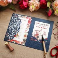 China Europe Laser Cut Hollow Rose Pocket Wedding Invitations with Envelopes and RSVP Cards for sale