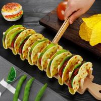 China Set of 2 Wooden Taco Holders with Handle and Tong Burned Printing Customized Color for sale
