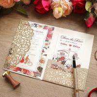 China Europe Laser Cut Hollow Rose Pocket Wedding Invitations with Envelopes and RSVP Cards for sale