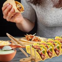 China Set of 2 Wooden Taco Holders with Handle and Tong Burned Printing Customized Color for sale