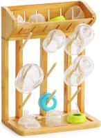 China Double Tier Bamboo Baby Bottle Drying Rack for Convenient Kitchen Bottles Organization for sale