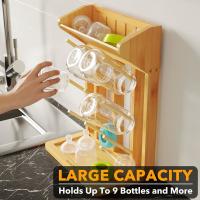 China Double Tier Bamboo Baby Bottle Drying Rack for Convenient Kitchen Bottles Organization for sale