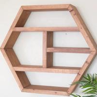 China NO Folded Multi-Layer Vintage Solid Wood Storage Shelf with Rustic Hexagon Design for sale