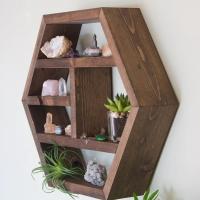 China NO Folded Multi-Layer Vintage Solid Wood Storage Shelf with Rustic Hexagon Design for sale