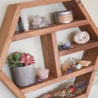 China NO Folded Multi-Layer Vintage Solid Wood Storage Shelf with Rustic Hexagon Design for sale