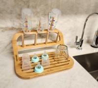 China Classification Travel-Friendly Bamboo Baby Bottle Drying Rack with Brush and Dryer for sale