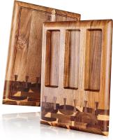 China Eco-friendly Wood Cutting Board with Built-in Juice Groove and Removable Containers for sale