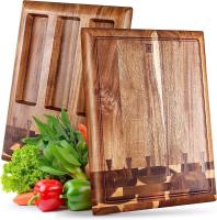 China Eco-friendly Wood Cutting Board with Built-in Juice Groove and Removable Containers for sale