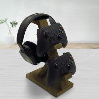 China Video Game Controller Headset Stand Wooden Home Decoration Shelf with Headphone Holder for sale