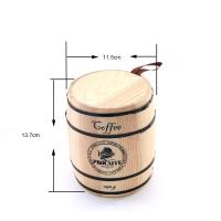 China Custom Logo Coffee Jar in Barrel Shape for Gift Packaging and Custom Design for sale